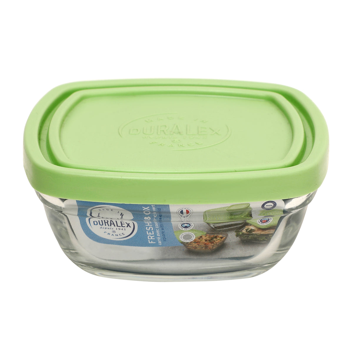Duralex Freshbox Clear Square 3 1/2"with Green Lid, 1 Pcs - 150 ML – Home Asia Store