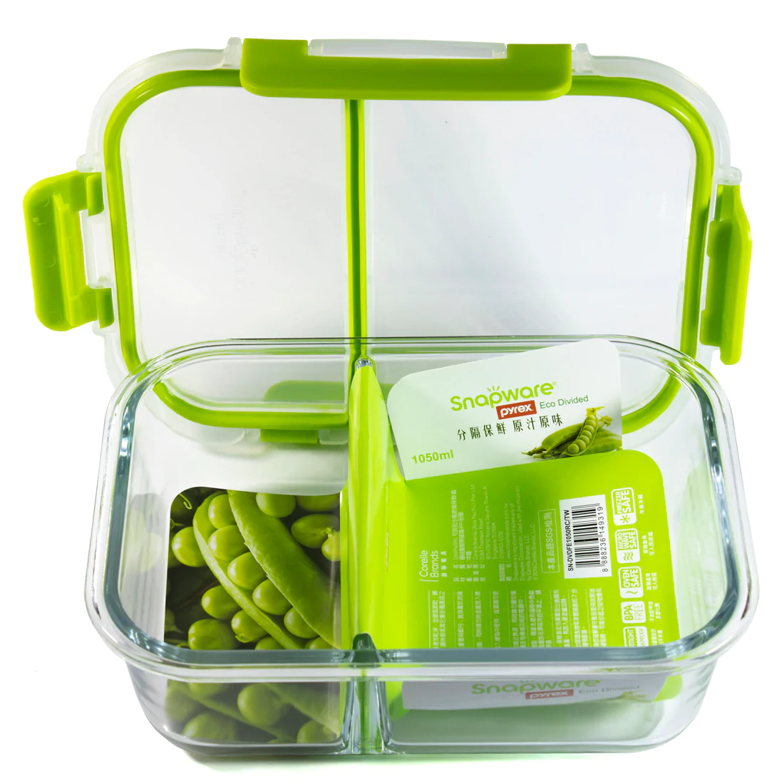 Eco Clean, 2 Compartment, Glass Storage Container Rectangle 1050ML Pac ...